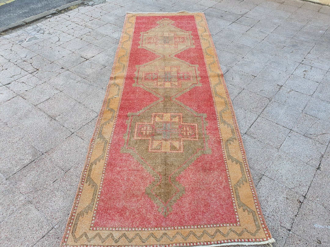 4x12 Pink Rug,vintage Runner,turkish Runner, Kitchen Runner, Ethnic ...