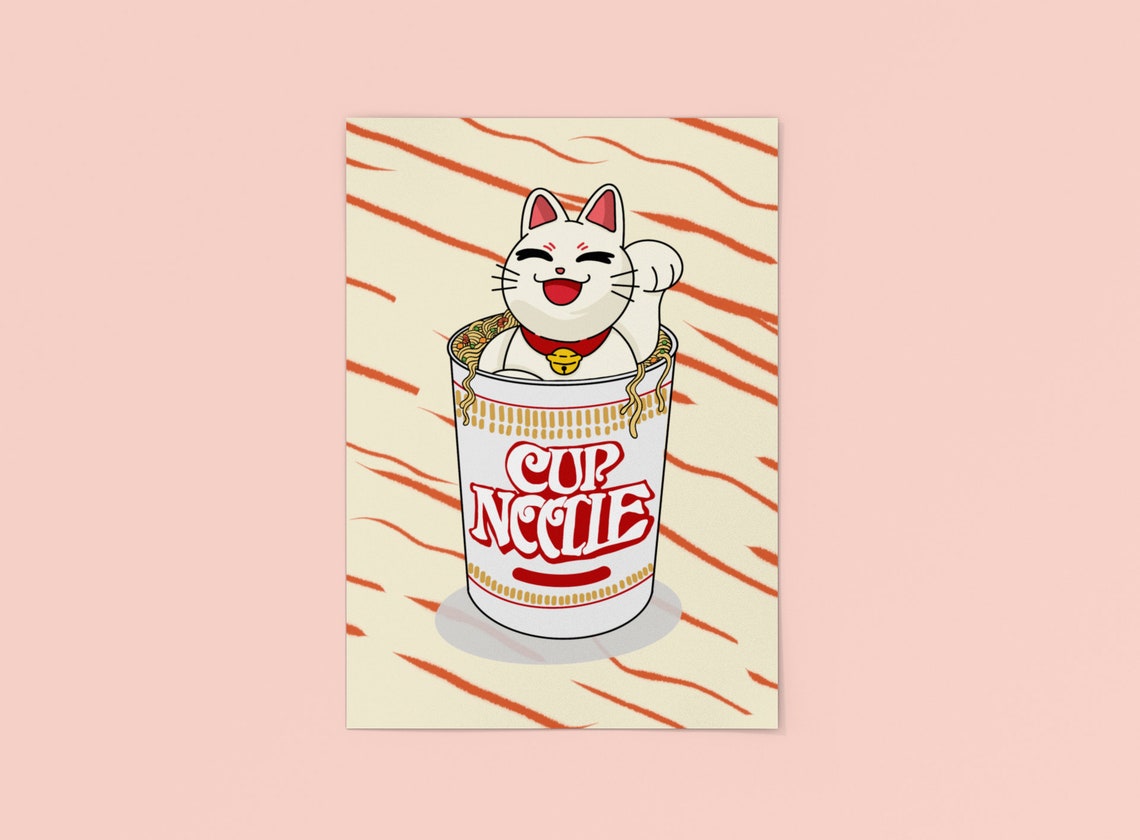 Lucky Cup Noodle Art Print - Etsy