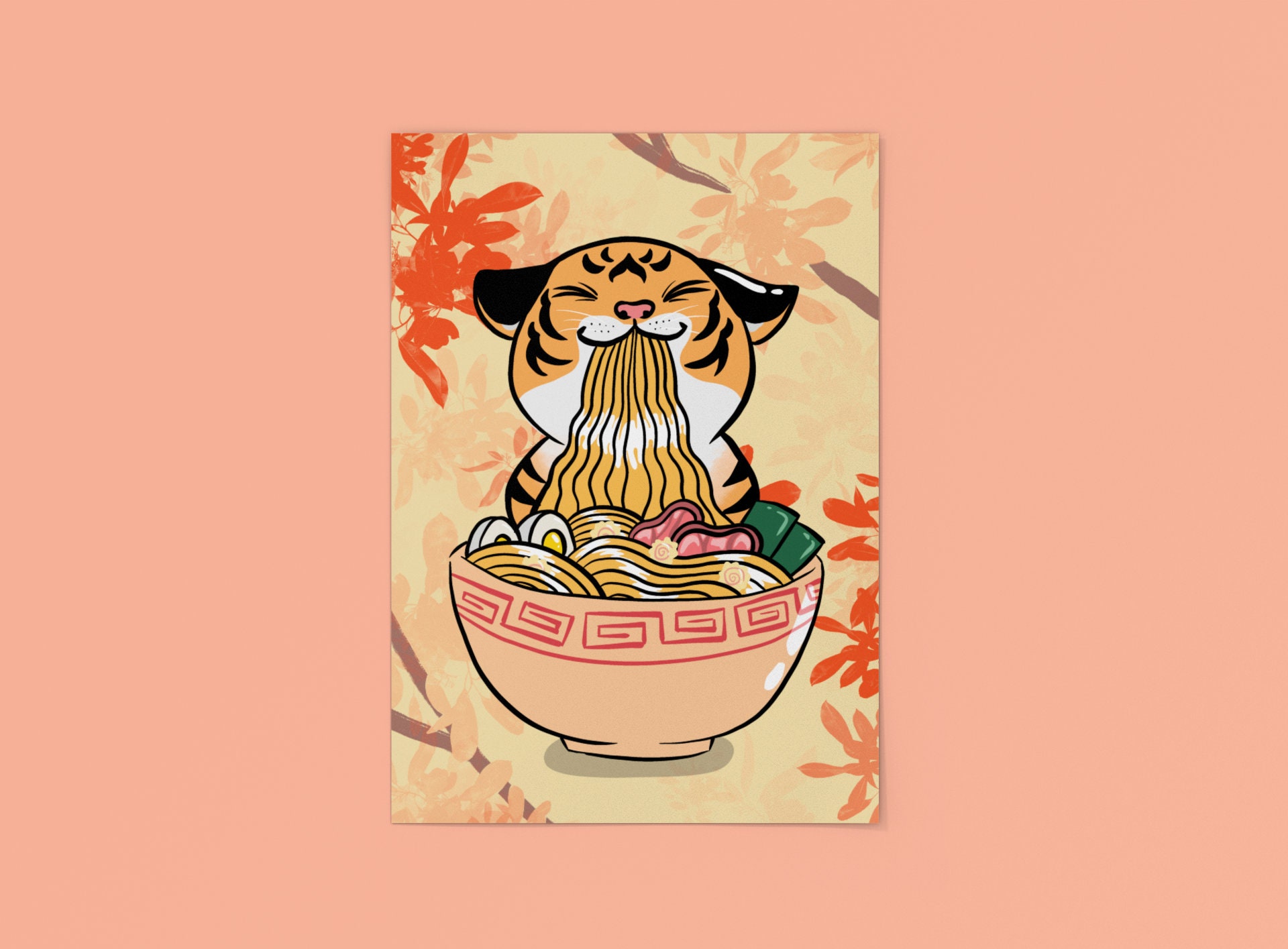 Tiger Ramen Art Print | Ramen Art Print - Etsy