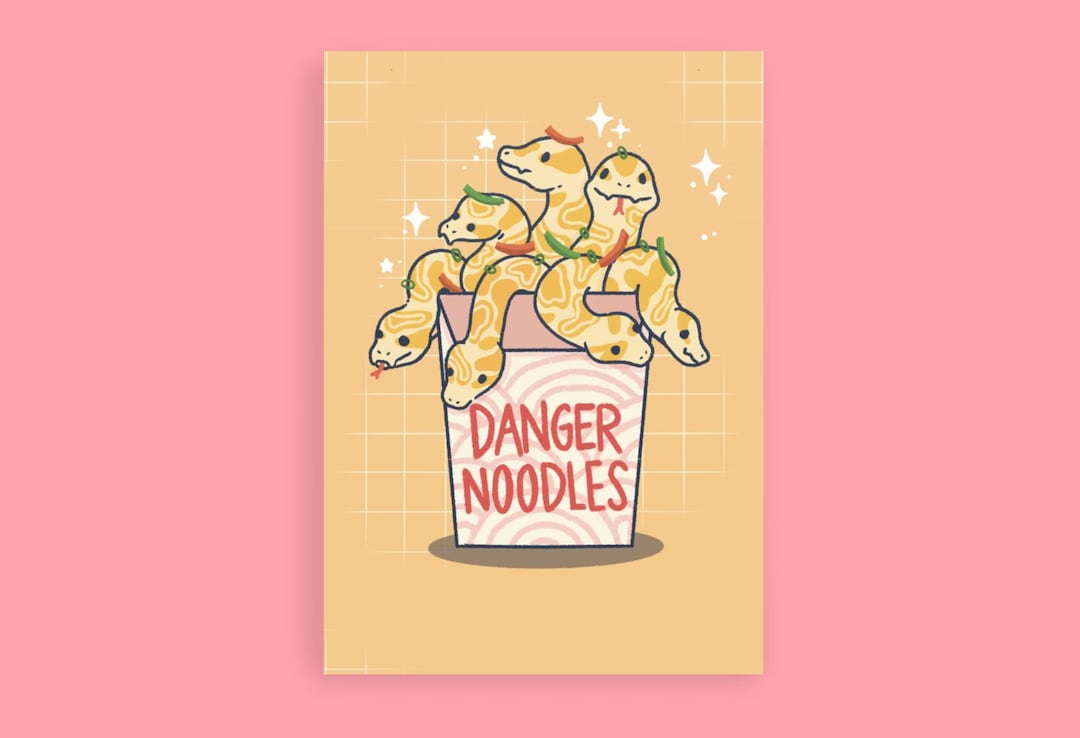 Danger Noodles Art Print | Snake Art | Cute Reptile Art Print - Etsy
