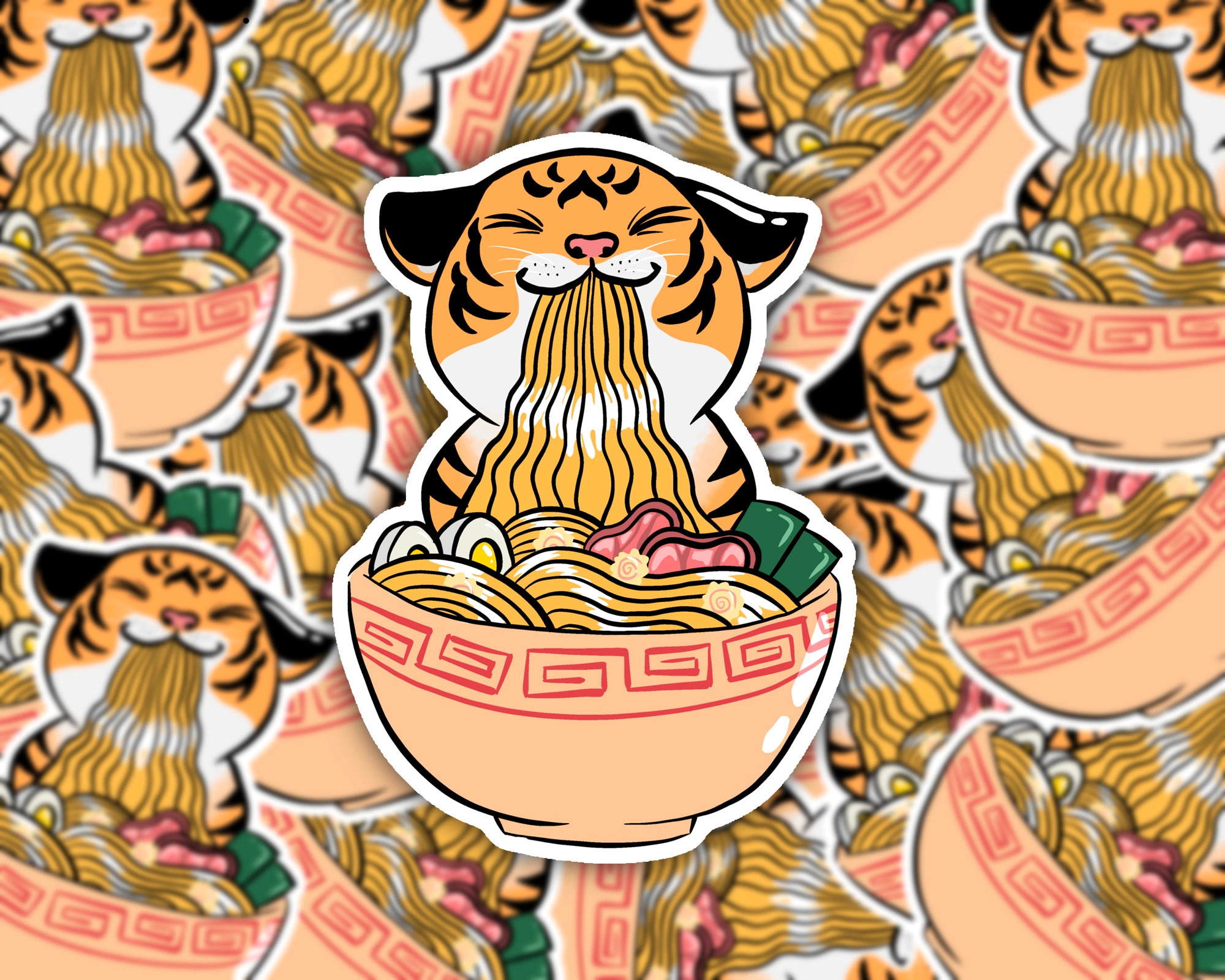 Cute Tiger Ramen Sticker Glossy Noodle Sticker Ramen - Etsy.de