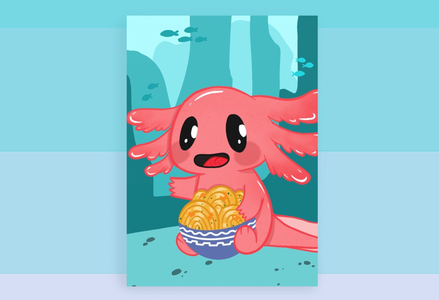 Cute Axolotl Art, Cute Art Print, Dorm Decor, Wall Art Print, Cute Wall ...