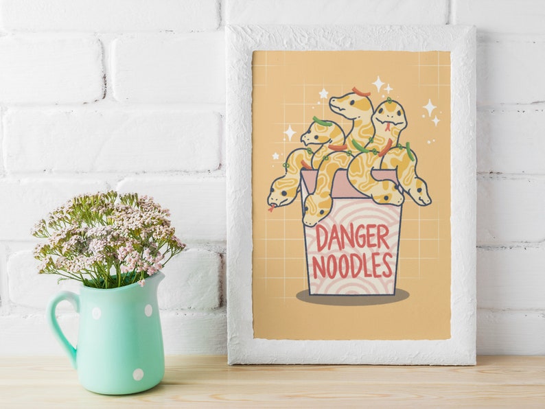 Danger Noodles Art Print | Snake Art | Cute Reptile Art Print - Etsy