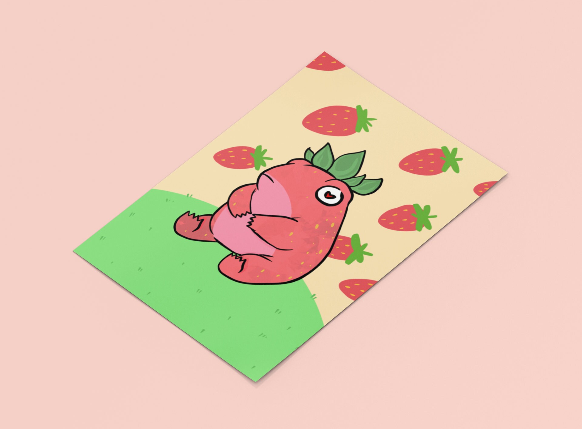 Strawberry Froggy Art Print - Etsy