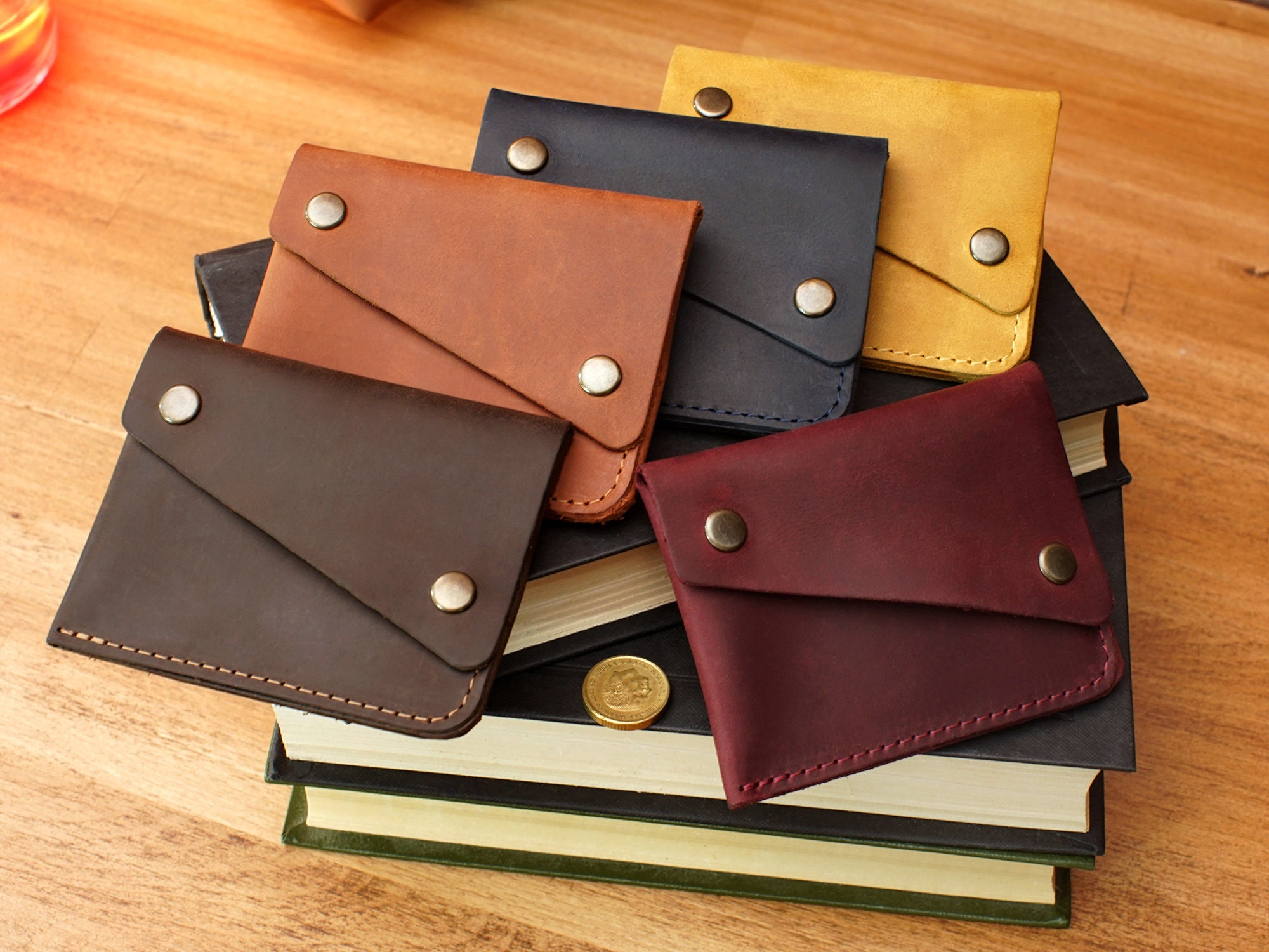 Minimalist Leather Wallet Personalized Mens Wallet | Etsy