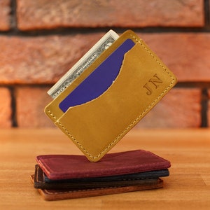 Leather Credit Cards Case With Personalized Embossed, Front Pocket ...
