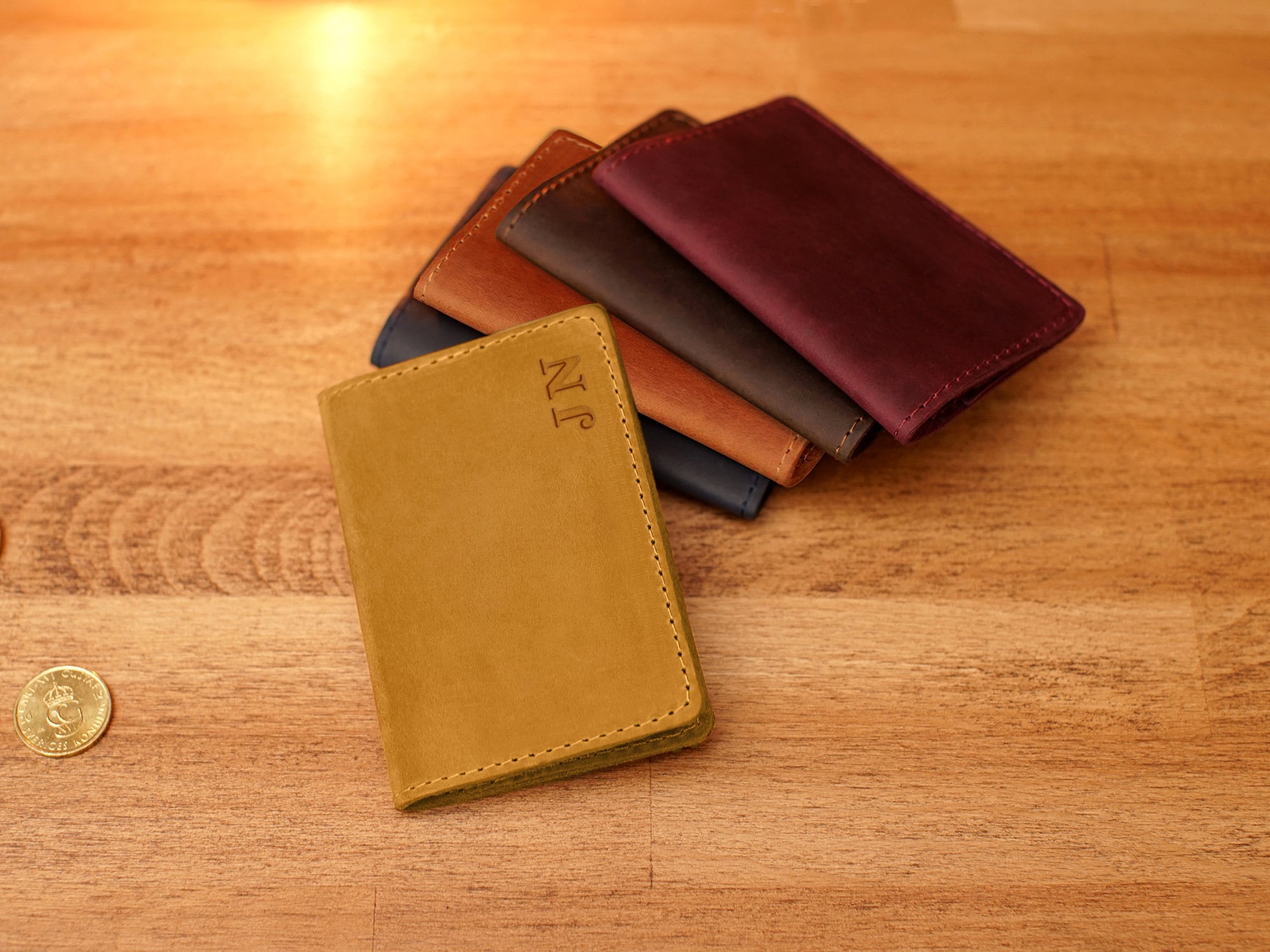 Foldable Leather Credit Cards Case With Personalization, Monogrammed ...
