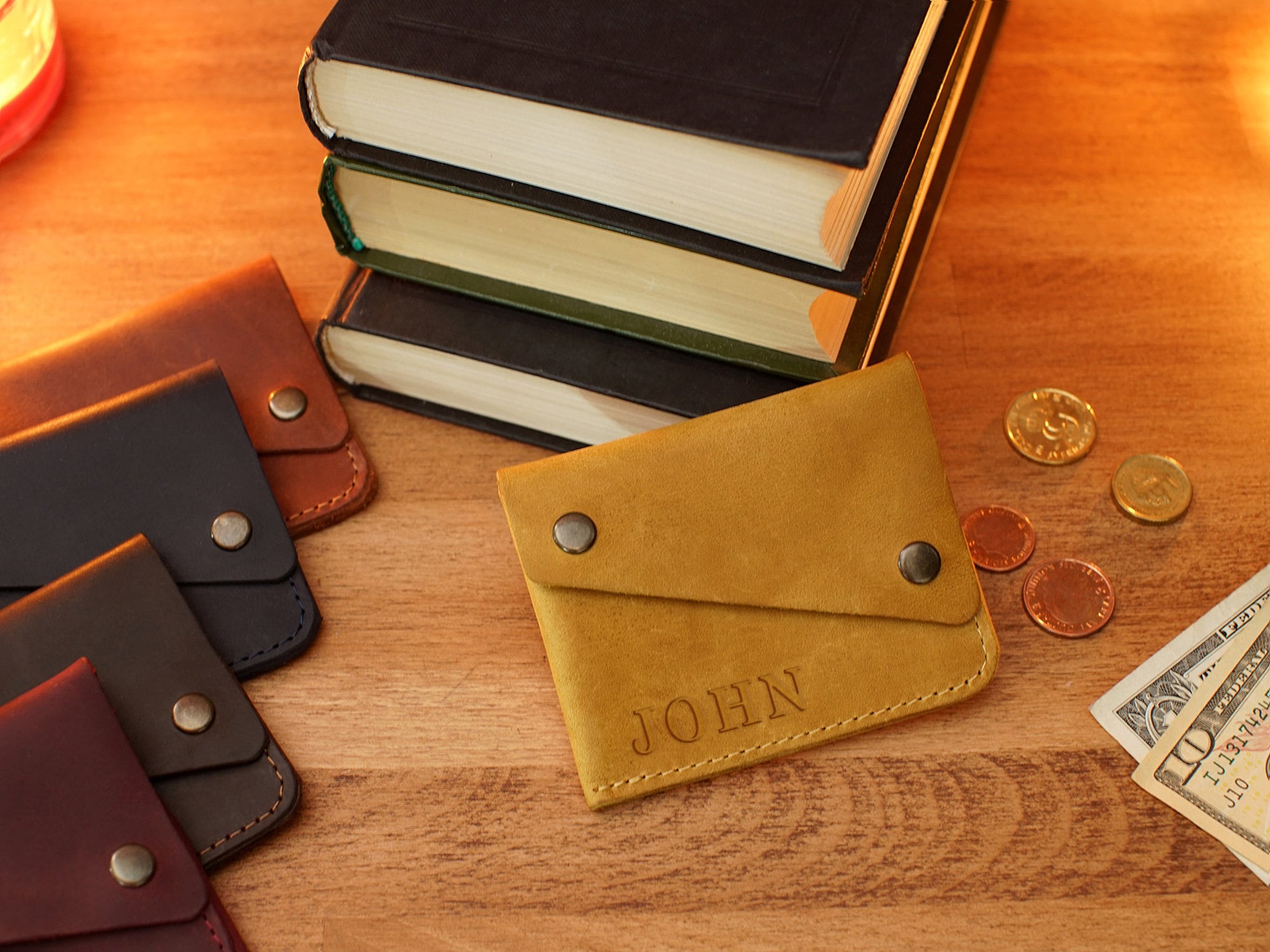 Minimalist Leather Wallet, Personalized Mens Wallet, Customized Wallets ...
