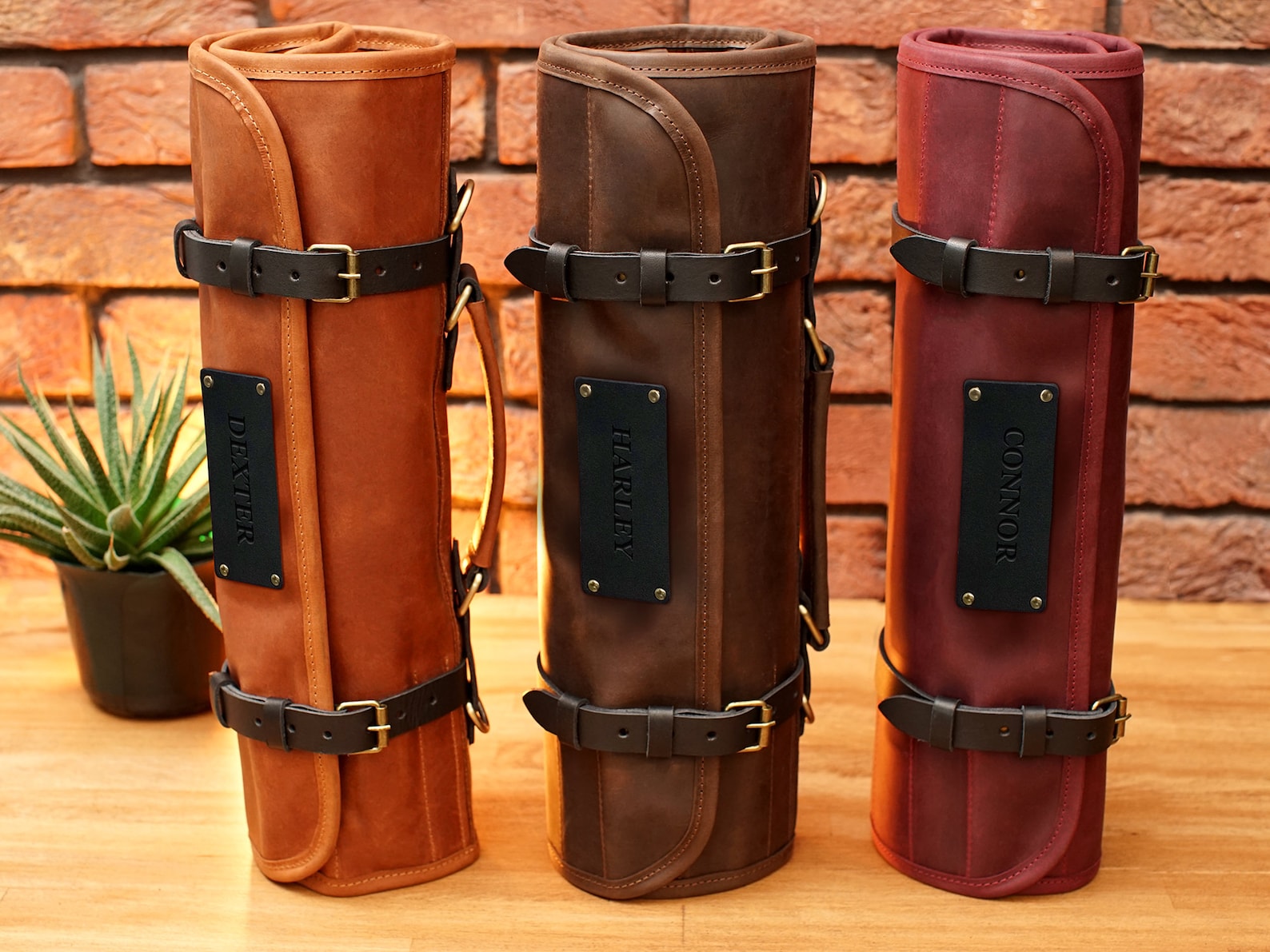 Personalized Leather Knife Roll Bag With Zipper Pocket - Etsy
