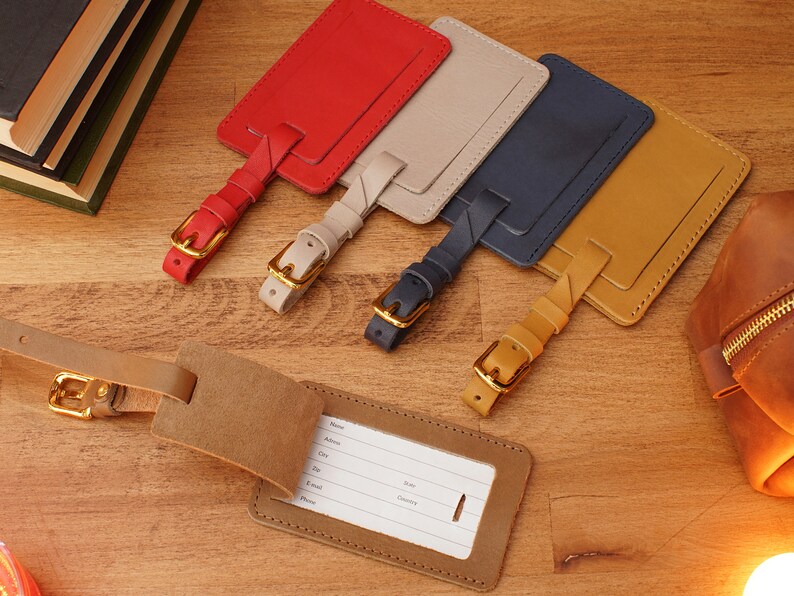 Personalized Luggage Tag Leather Bag Tags with Monogram | Etsy