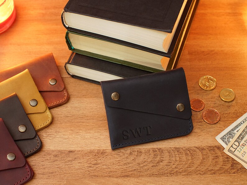 Leather Personalized Coin and Card Purse Monogrammed Wallet - Etsy