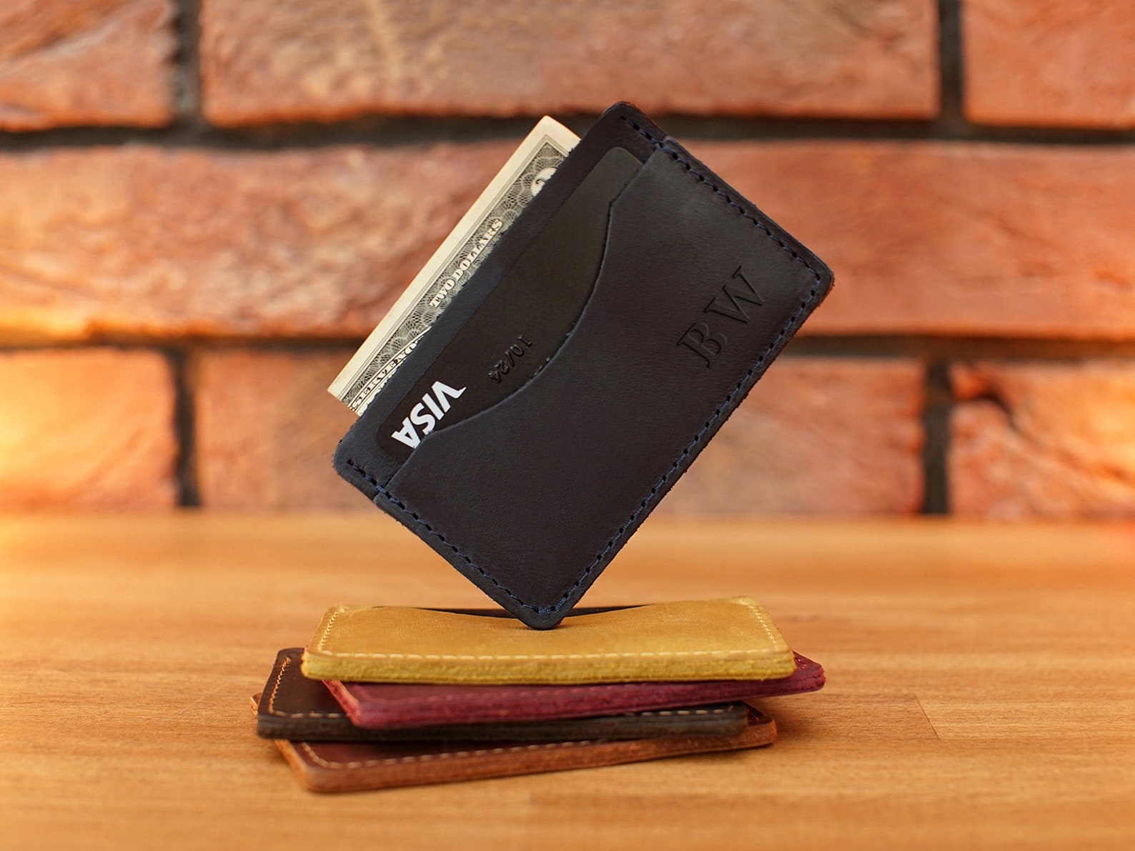 Leather Credit Cards Case With Personalized Embossed Front - Etsy