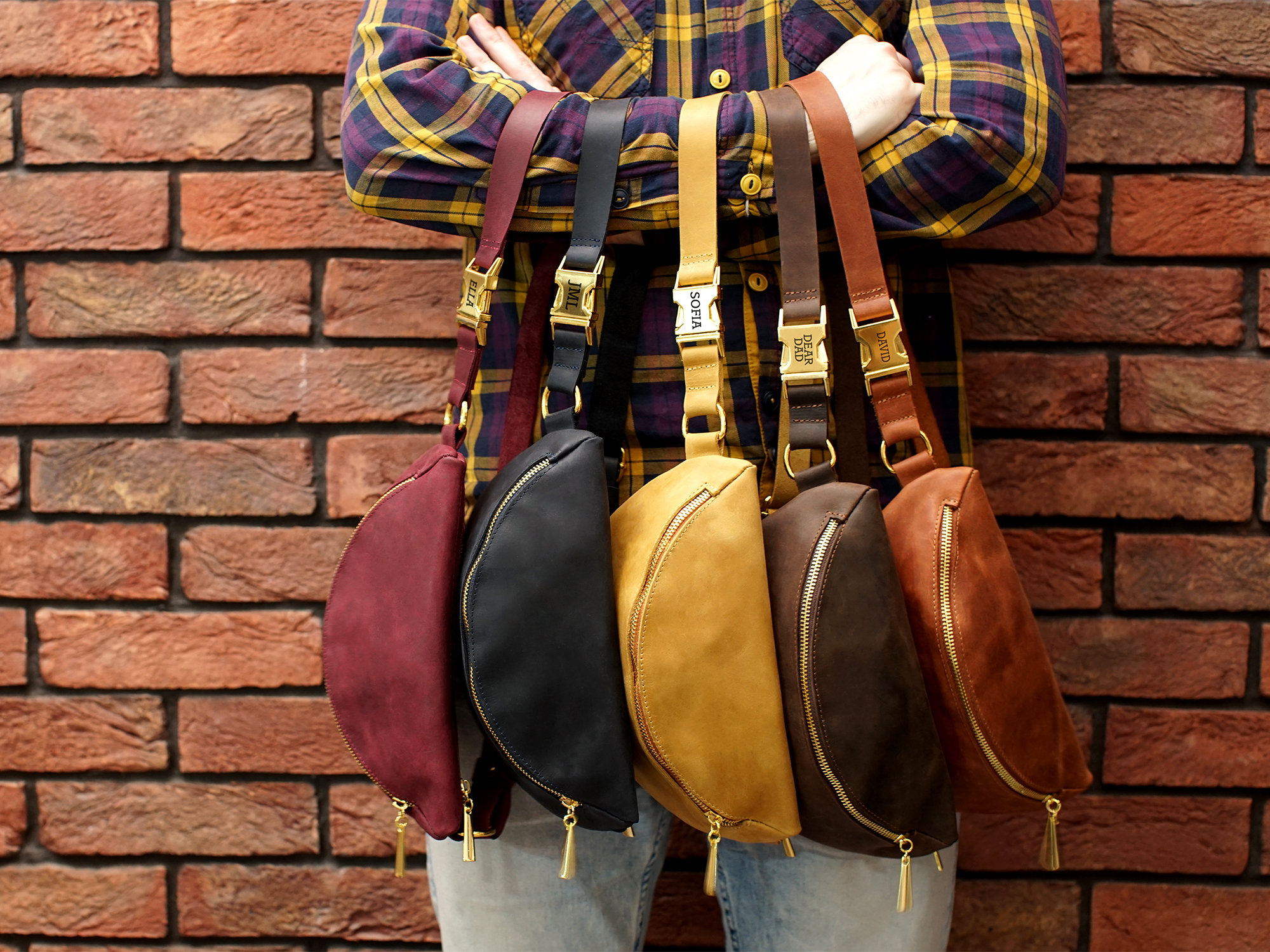 Leather Crossbody Bag With Adjustable Belt, Personalized Leather Waist ...