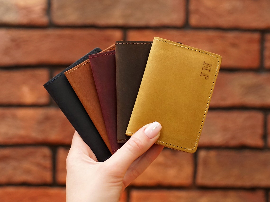 Foldable Leather Credit Cards Case With Personalization - Etsy