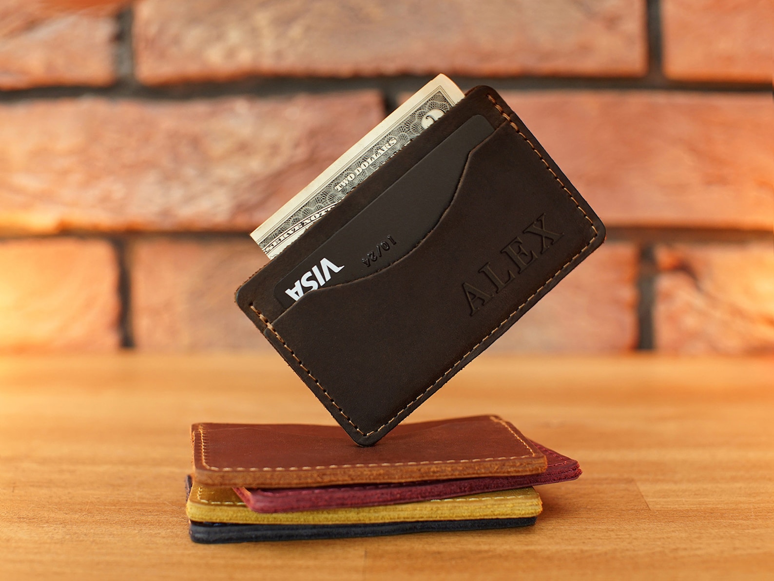 Leather Credit Cards Case With Personalized Embossed Front - Etsy