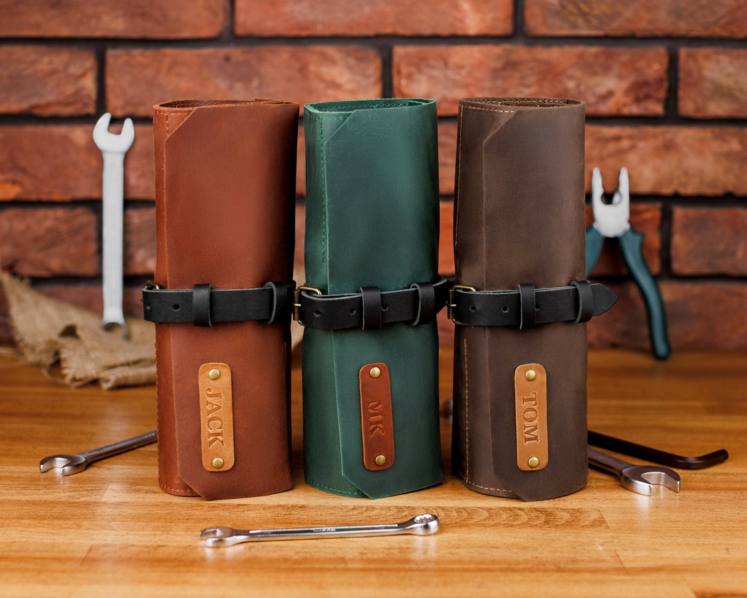 Leather Tool Roll - Personalized Car Toll Storage - Leather Tool Roll ...