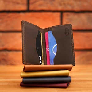 Foldable Leather Credit Cards Case With Personalization, Monogrammed ...