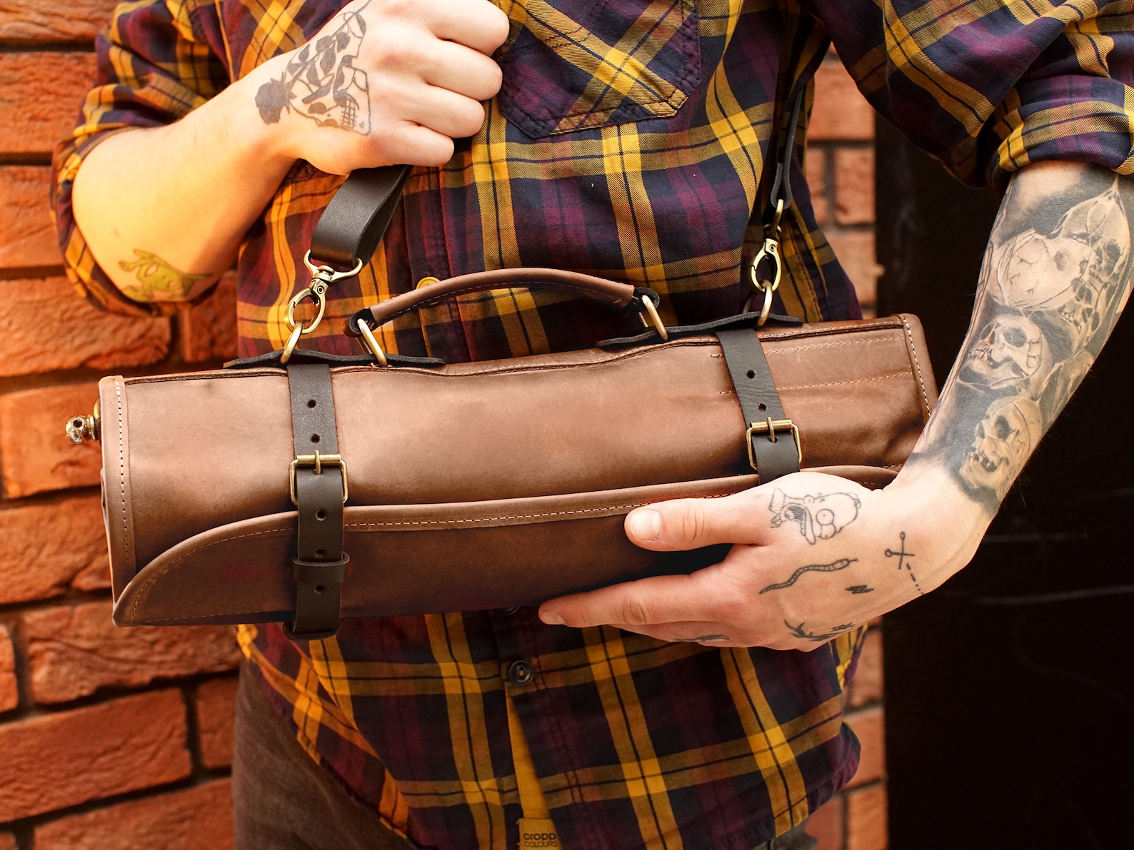 Personalized Leather Knife Roll Bag With Zipper Pocket - Etsy