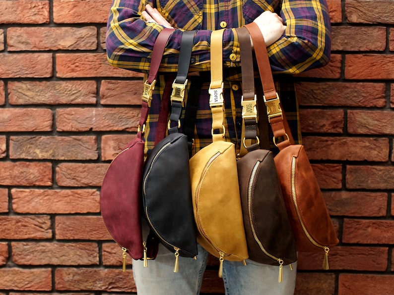 Personalized Half Moon Leather Bag Multifunctional Adjustable - Etsy