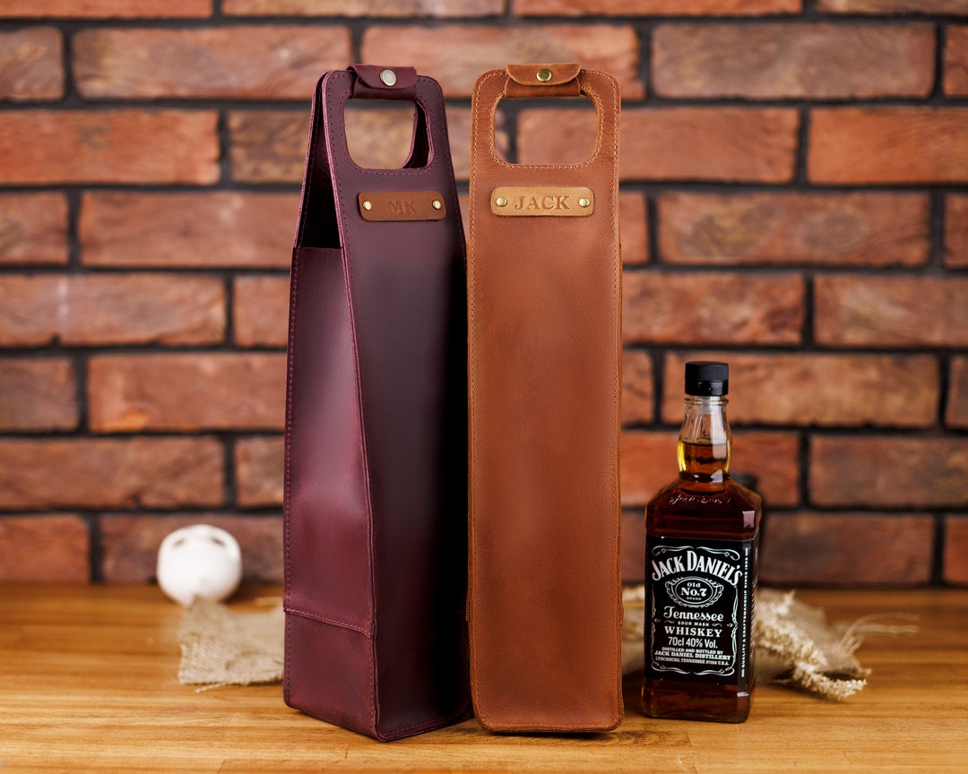 Leather Wine Carrier - Personalized Wine Caddy - Gift for Her - Wine ...