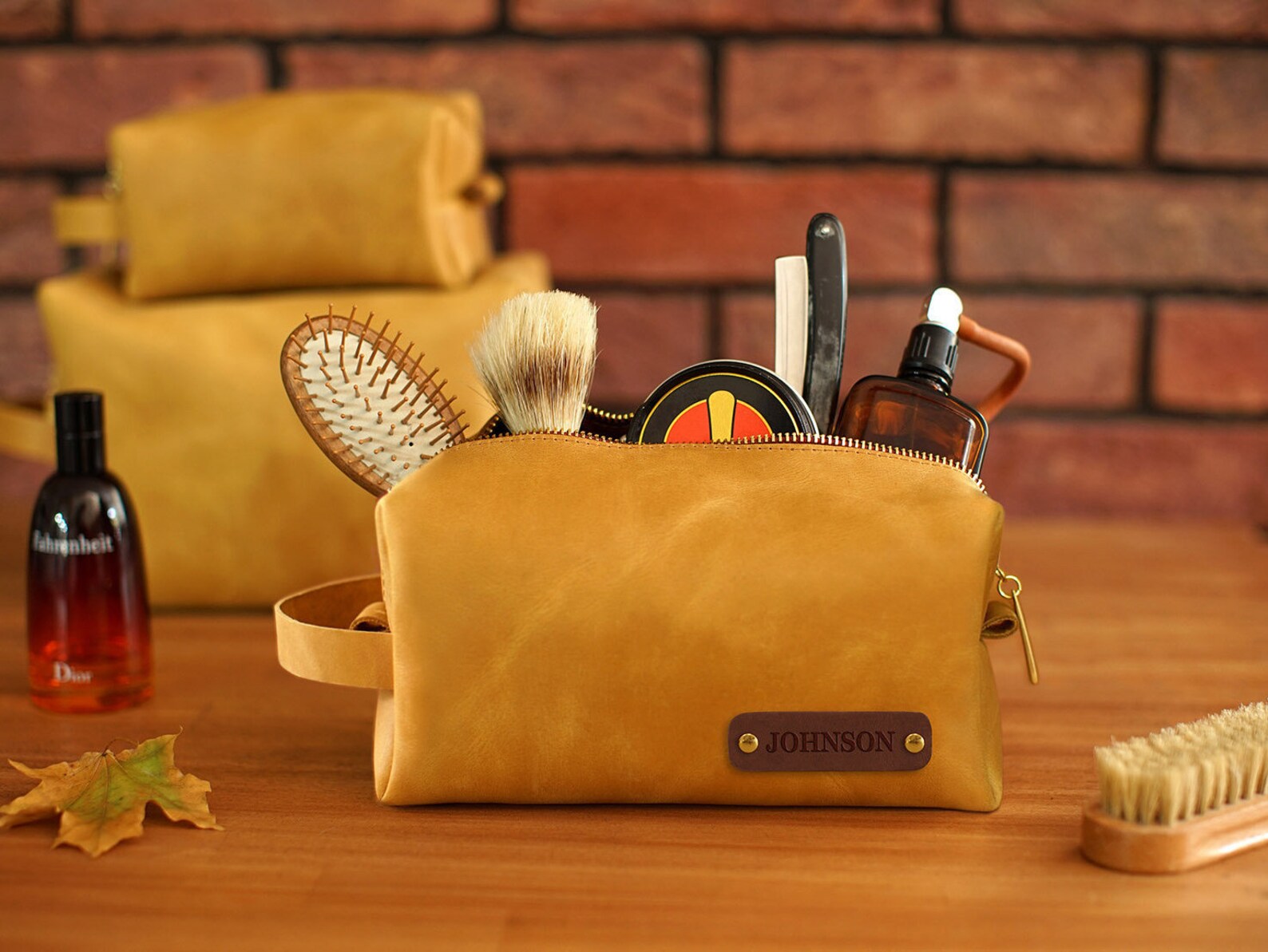 Personalized Dopp Kit for Men Leather Cosmetic Bag Mens - Etsy