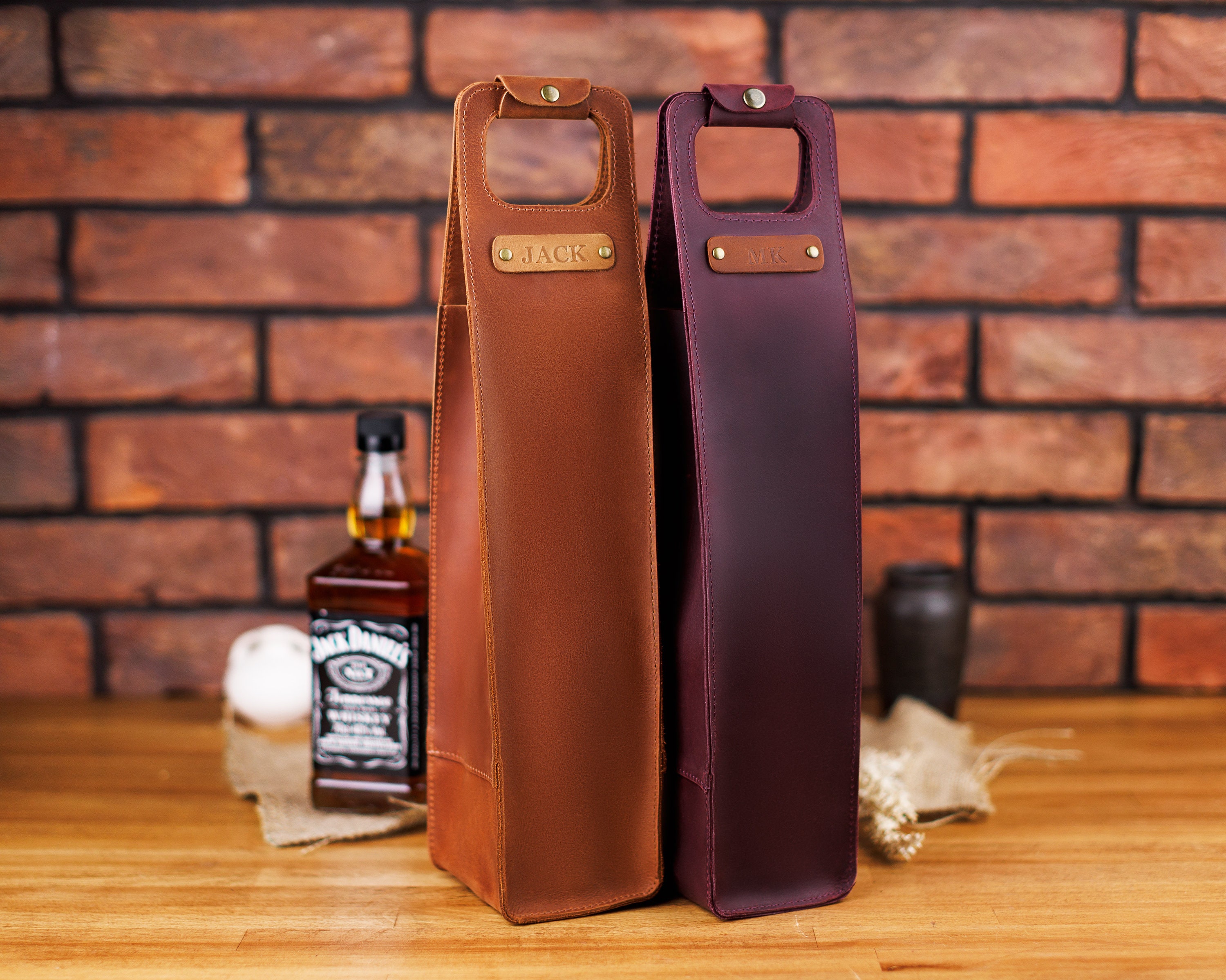 Leather Wine Carrier Personalized - Wedding Gift - Custom Wine Holder ...