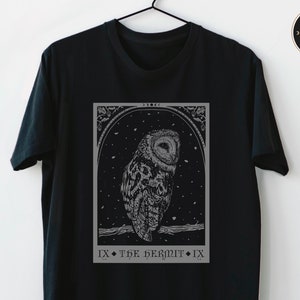 The Hermit Owl Tarot T-shirt Dark Academia Clothing Gothic Grunge ...