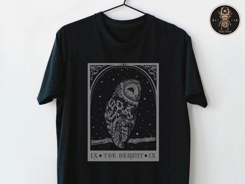 The Hermit Owl Tarot T-shirt Dark Academia Clothing Gothic - Etsy