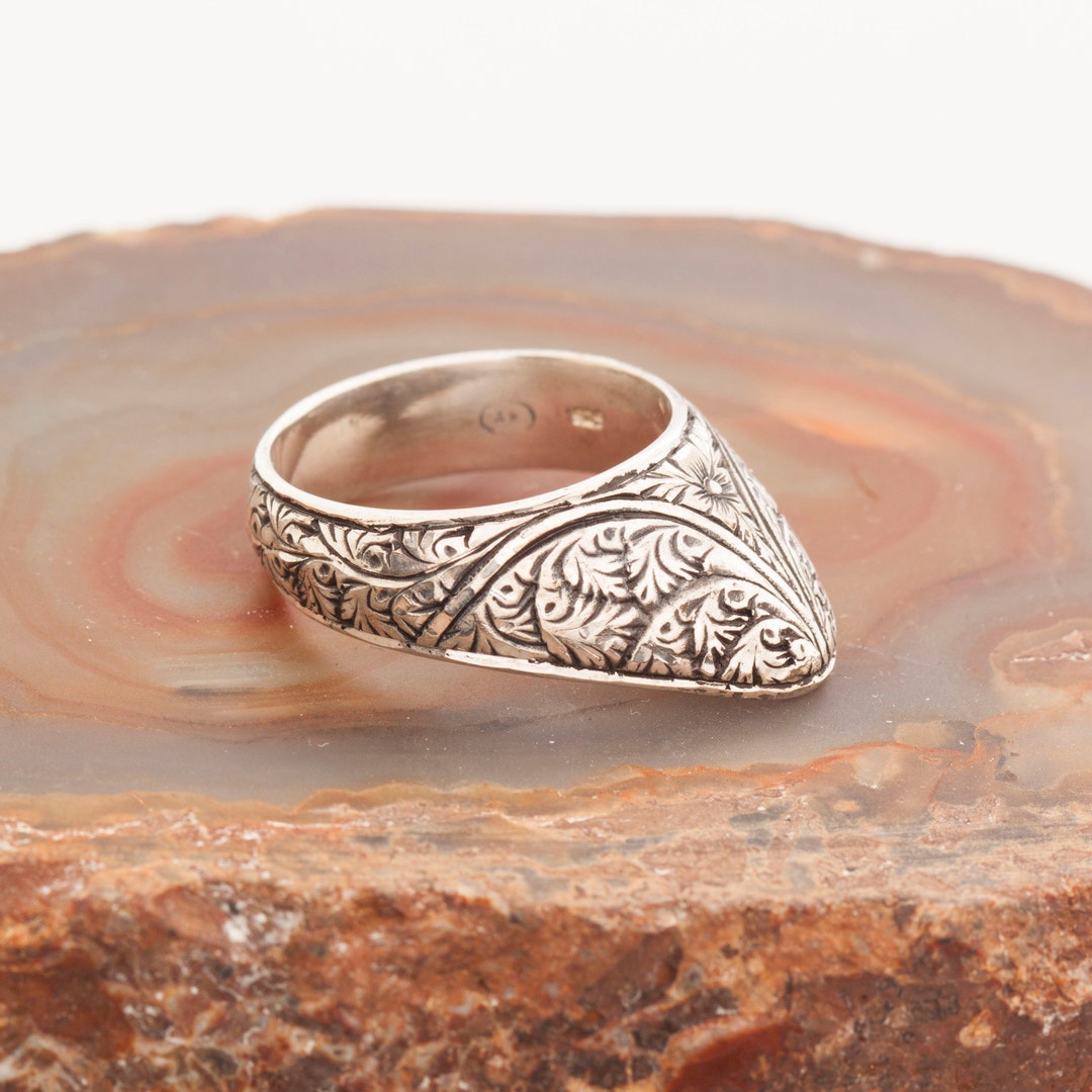 Handmade Unique Engraved Silver Archery Zihgir Ring - Etsy