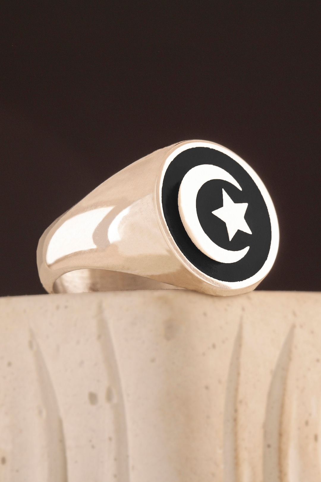 Silver Malcolm X Ring , Shiny Silver Ring, Black Stone Men Ring ...