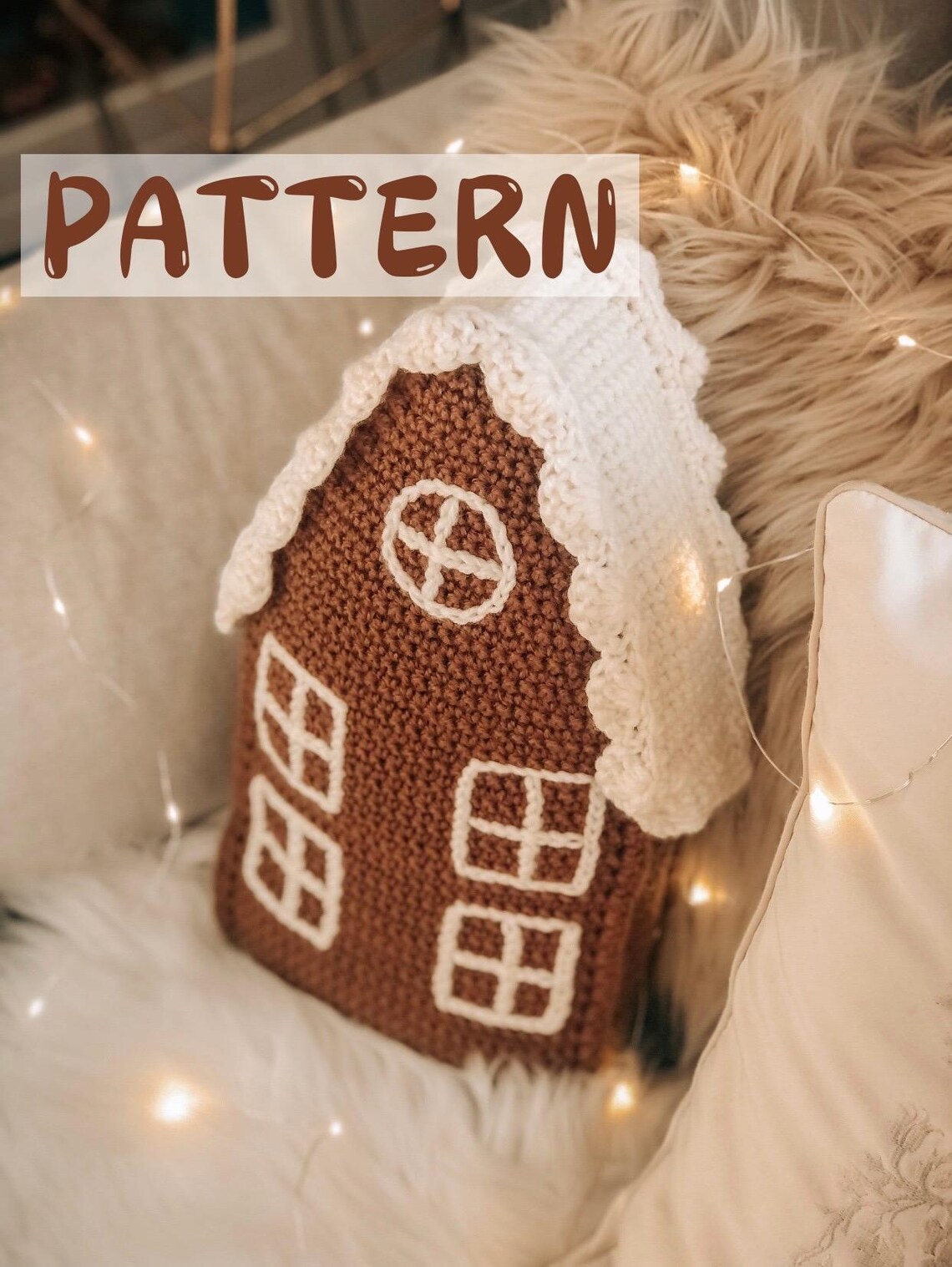 Crochet Gingerbread House Pillow Pattern – PDF Pattern for Christmas ...