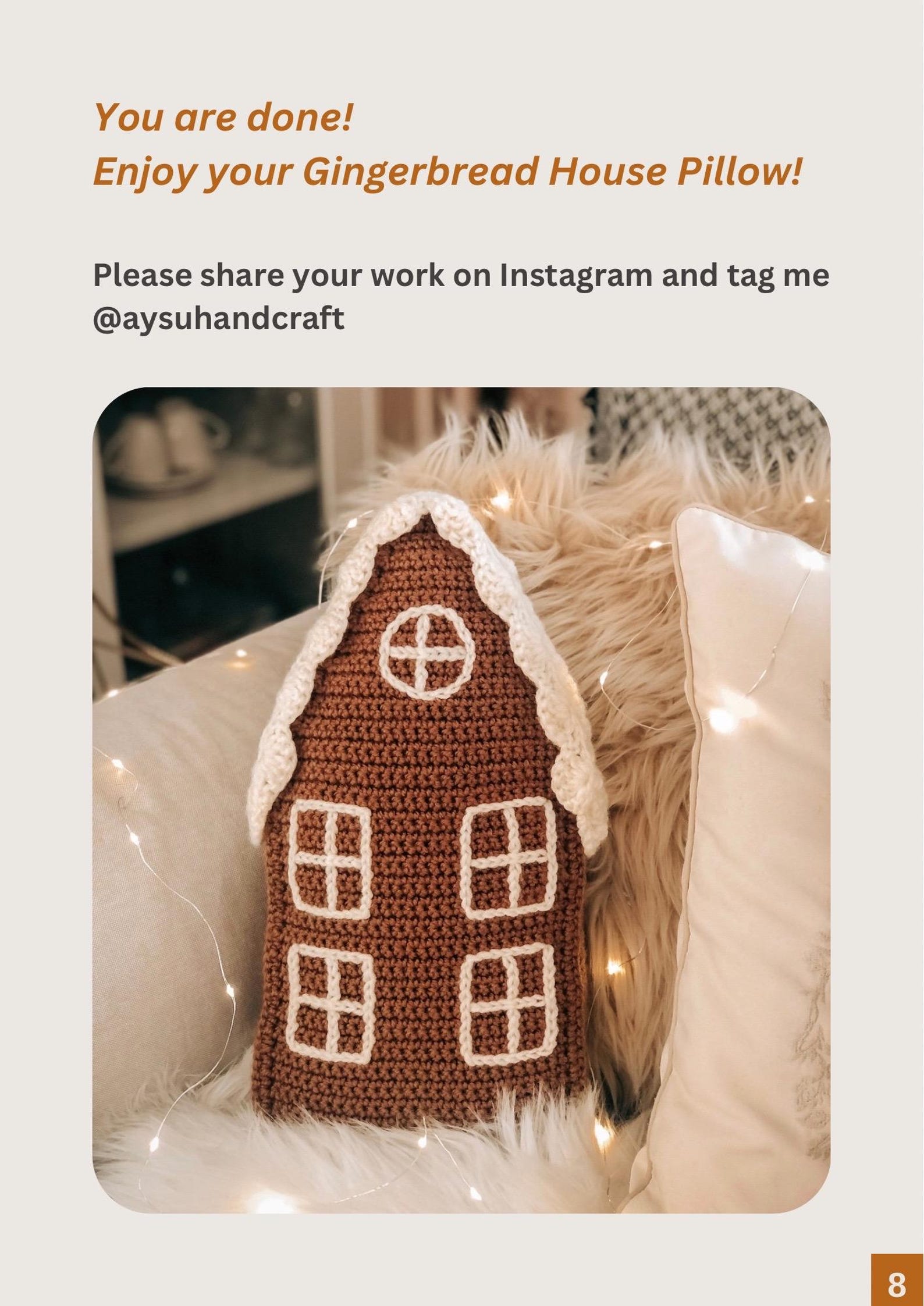 Crochet Gingerbread House Pillow Pattern – PDF Pattern for Christmas ...
