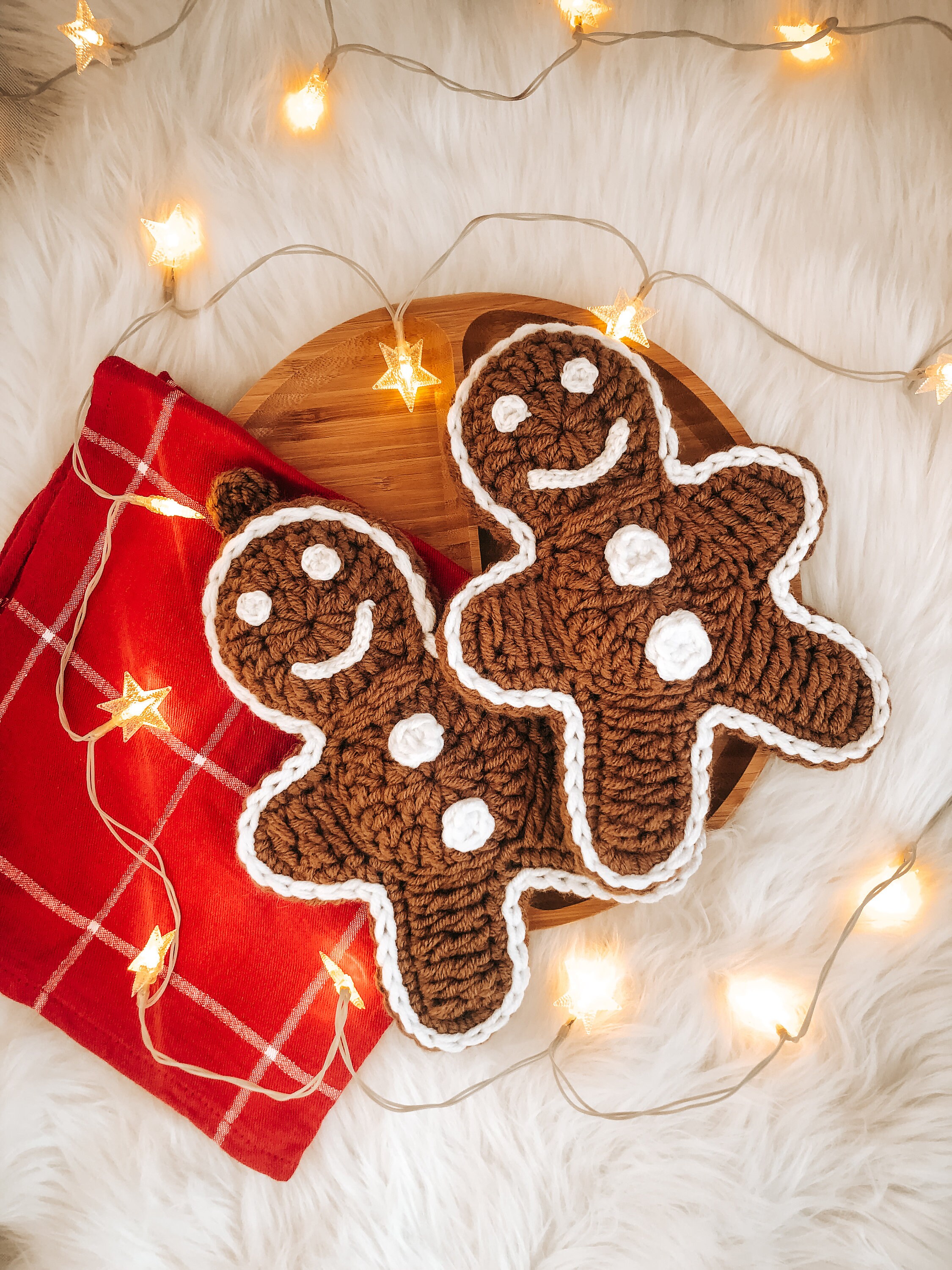 Gingerbread Man Cookie Ornaments in Pair, Crochet Christmas Ornament ...
