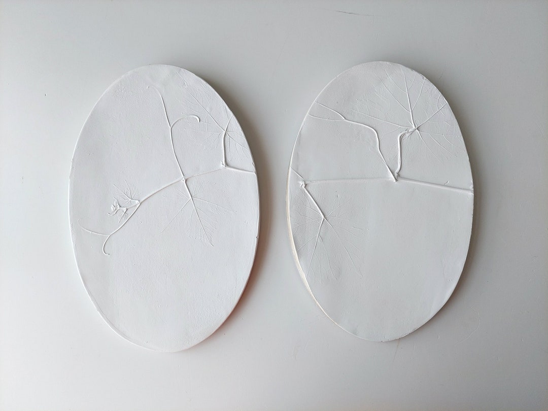 Handmade Botanical Bas Relief. Modernist Bas-relief Art Work. White 3d ...