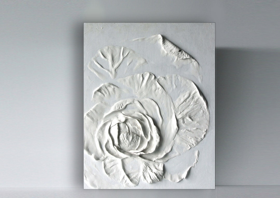 Large 3d Wall Panels. White Ceramic Wall Sculpture. Modern Botanical ...