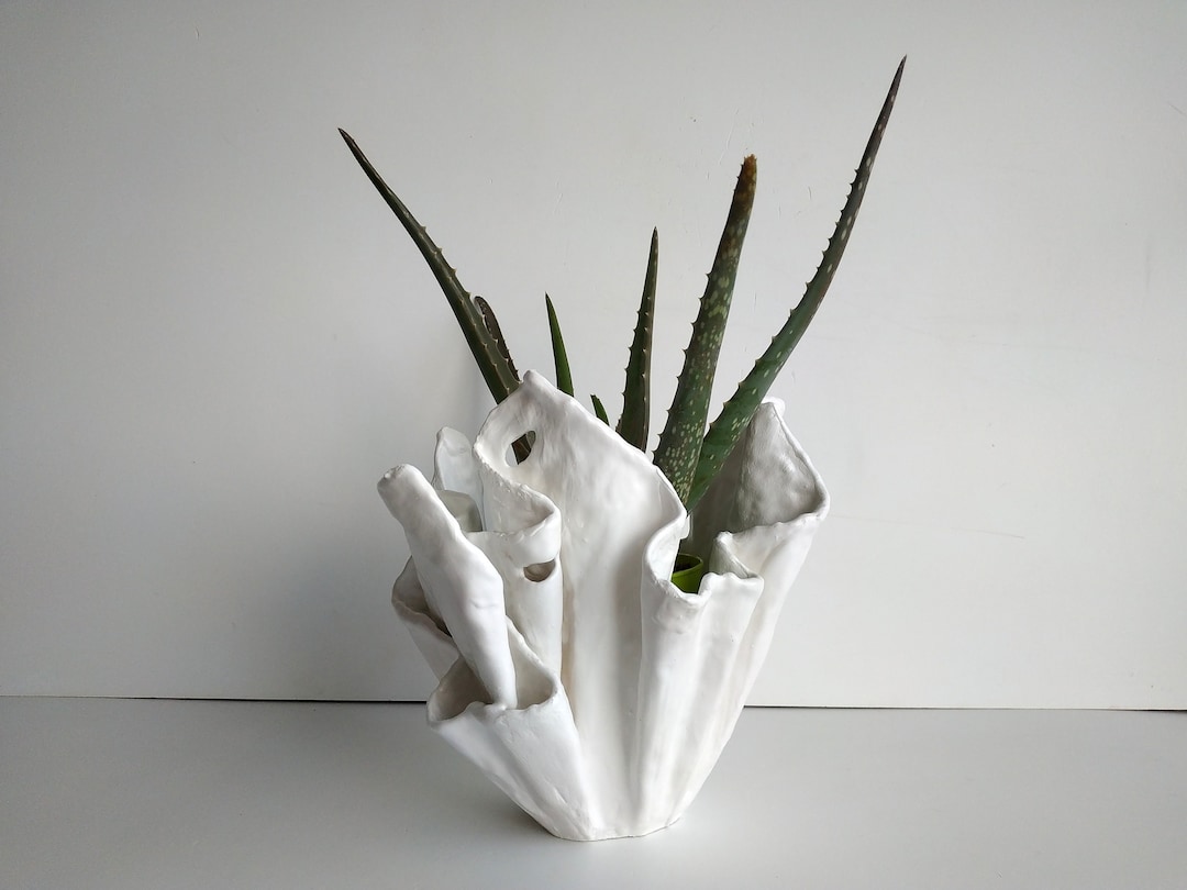 Large Aloe Vera Pot. Modern White Planter. Handmade Unique Planter. - Etsy
