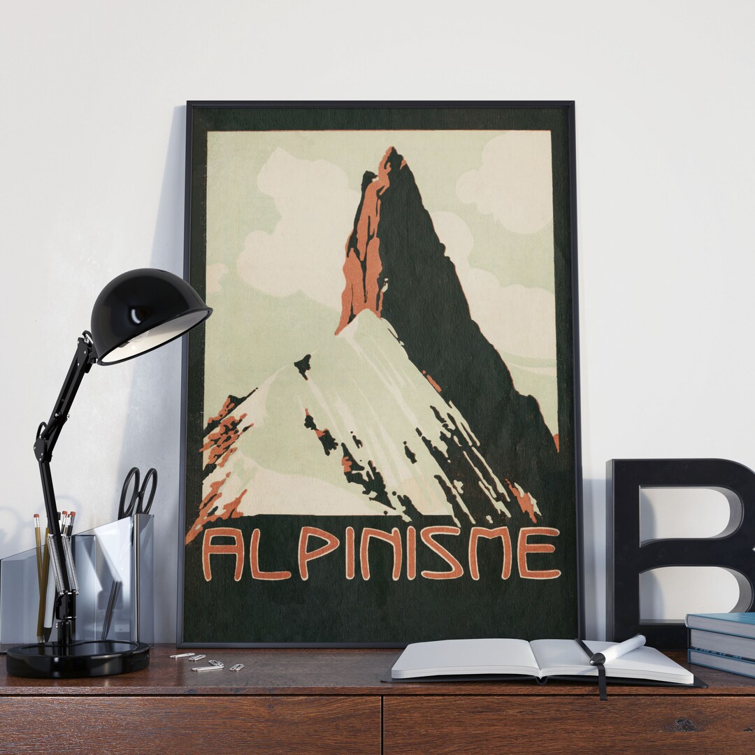 Vintage Ski Mountain Alpinisme Poster Design by H Camere Club Alpin ...