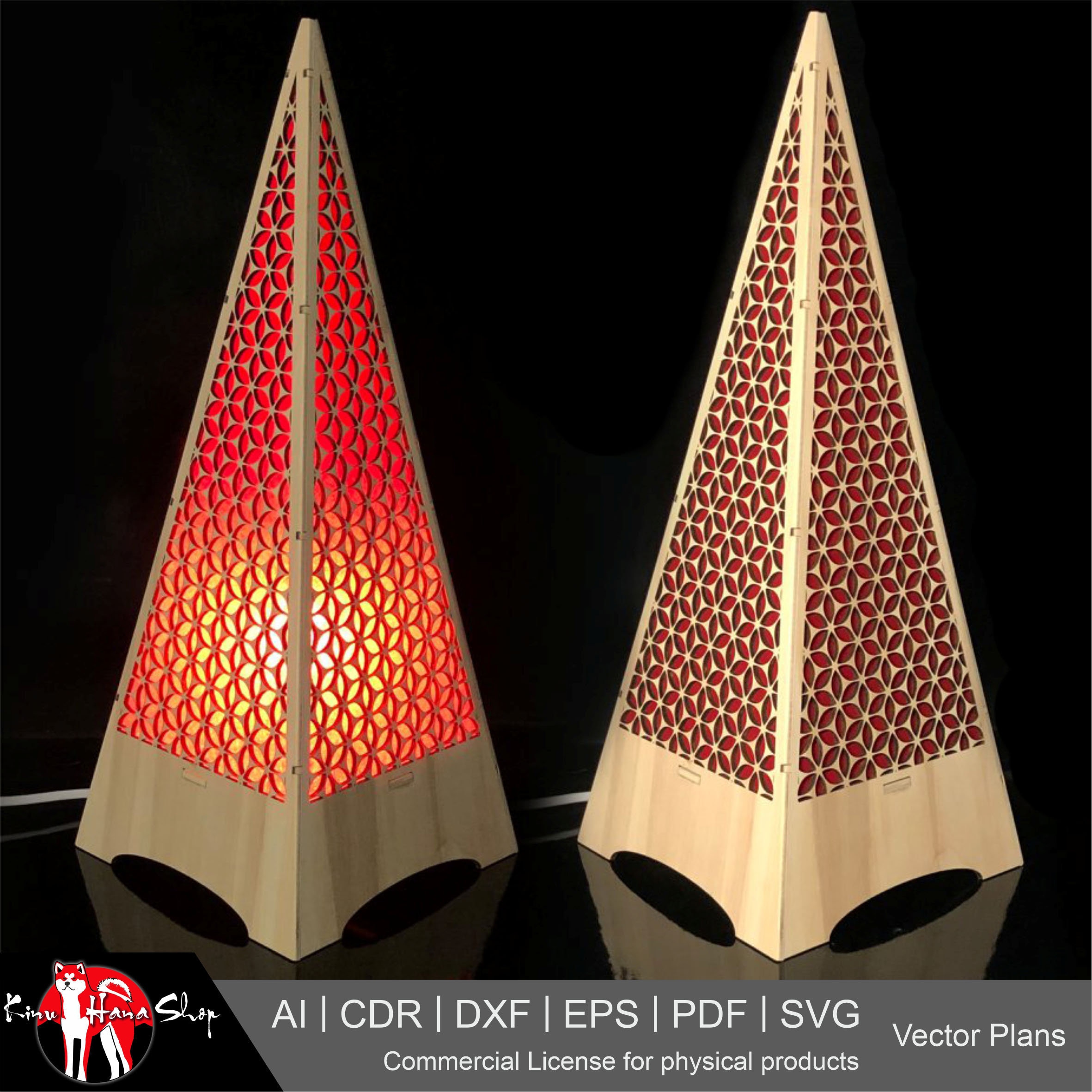 Pyramid Lamp, Wooden Lamp, Decoration, Decoration Cut File, Lantern ...