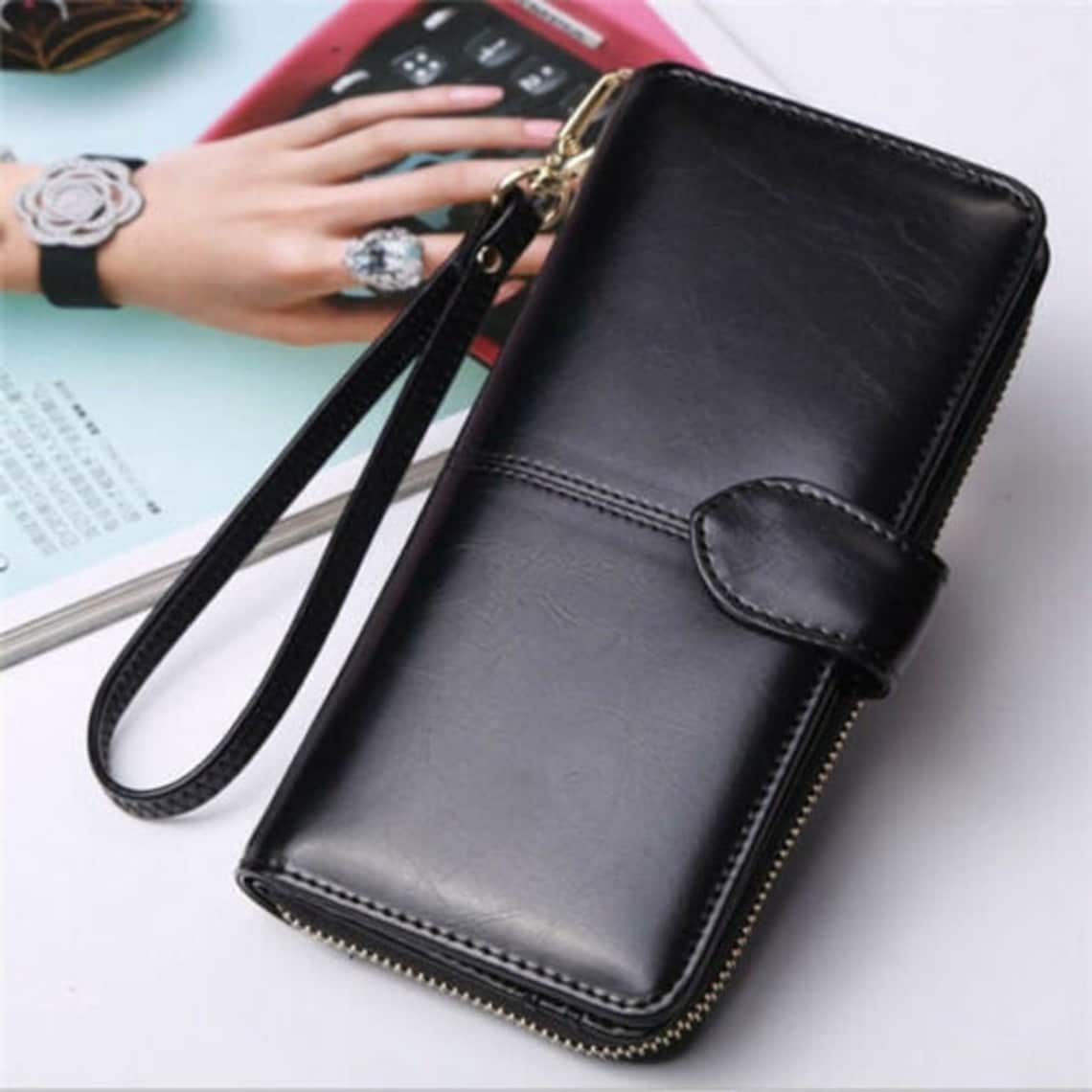 Women Wallet Purse Ladies Leather Long Zip Purse Card Holder - Etsy UK