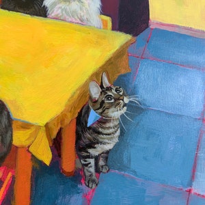 Cat Birthday Party 12x12" Print, Cute, Aww, Cats, Fluffy, Floof, Calico ...