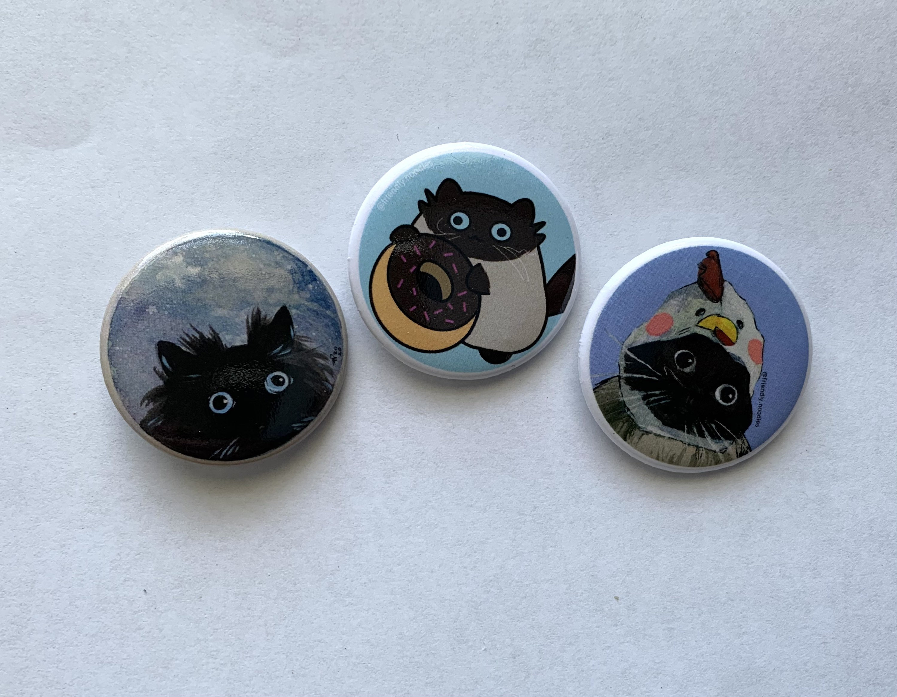 Noodle Buttons Cute Cat Pins Cat Button Googely Eyes - Etsy