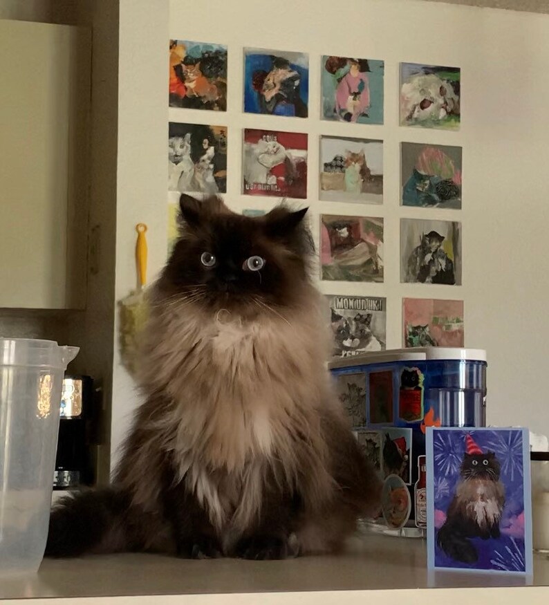 Noodle Birthday Card friendly noodles happy birthday cat | Etsy