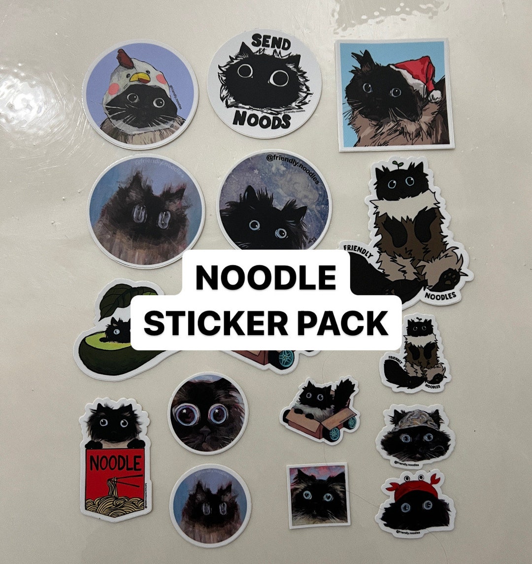 Noodle Sticker Pack 16 Stickers - Etsy