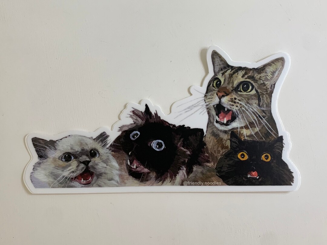 Meowing Cats Sticker - Etsy