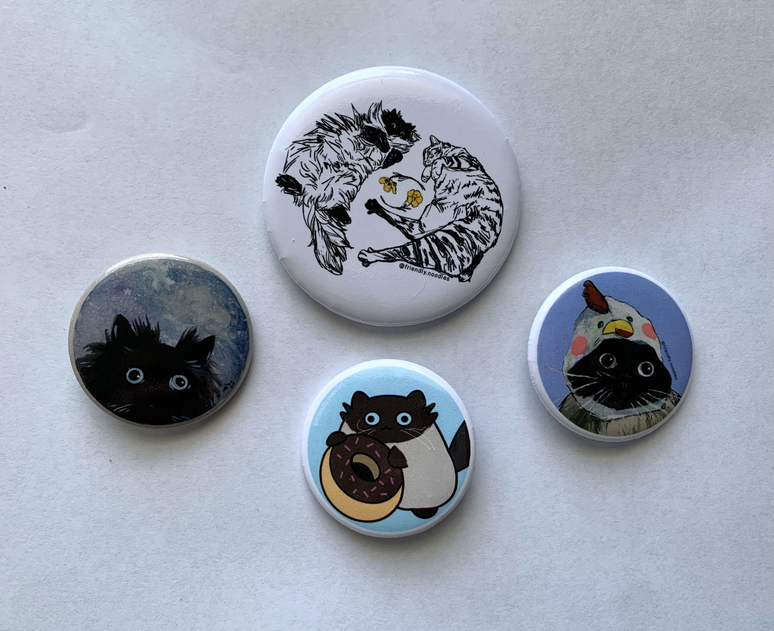 Noodle Buttons Cute Cat Pins Cat Button Googely Eyes - Etsy