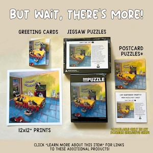 Cat Birthday Party 12x12" Print, Cute, Aww, Cats, Fluffy, Floof, Calico ...