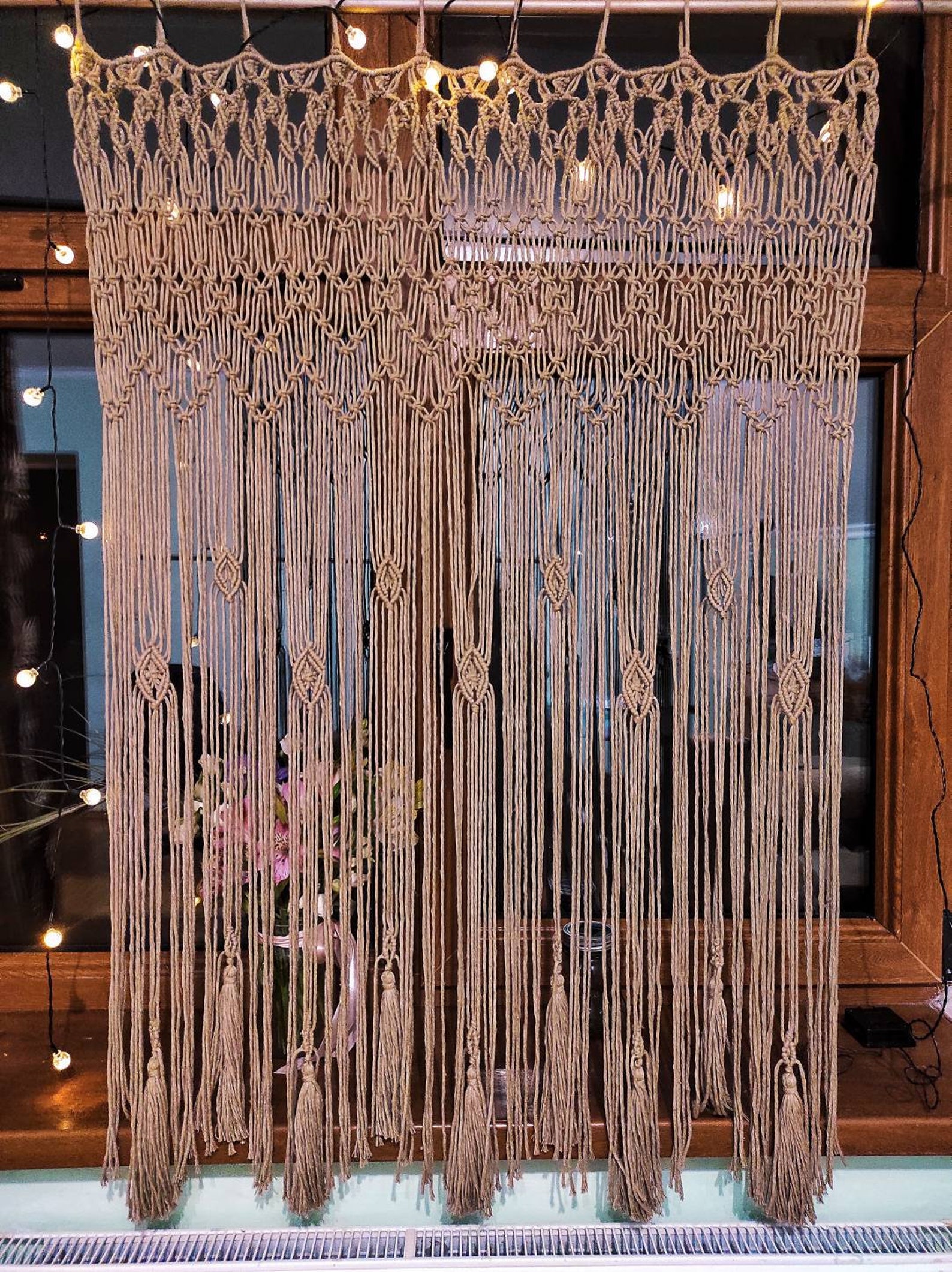 Decor Macrame Curtain Banner Macramemacrame Wall Art.window | Etsy