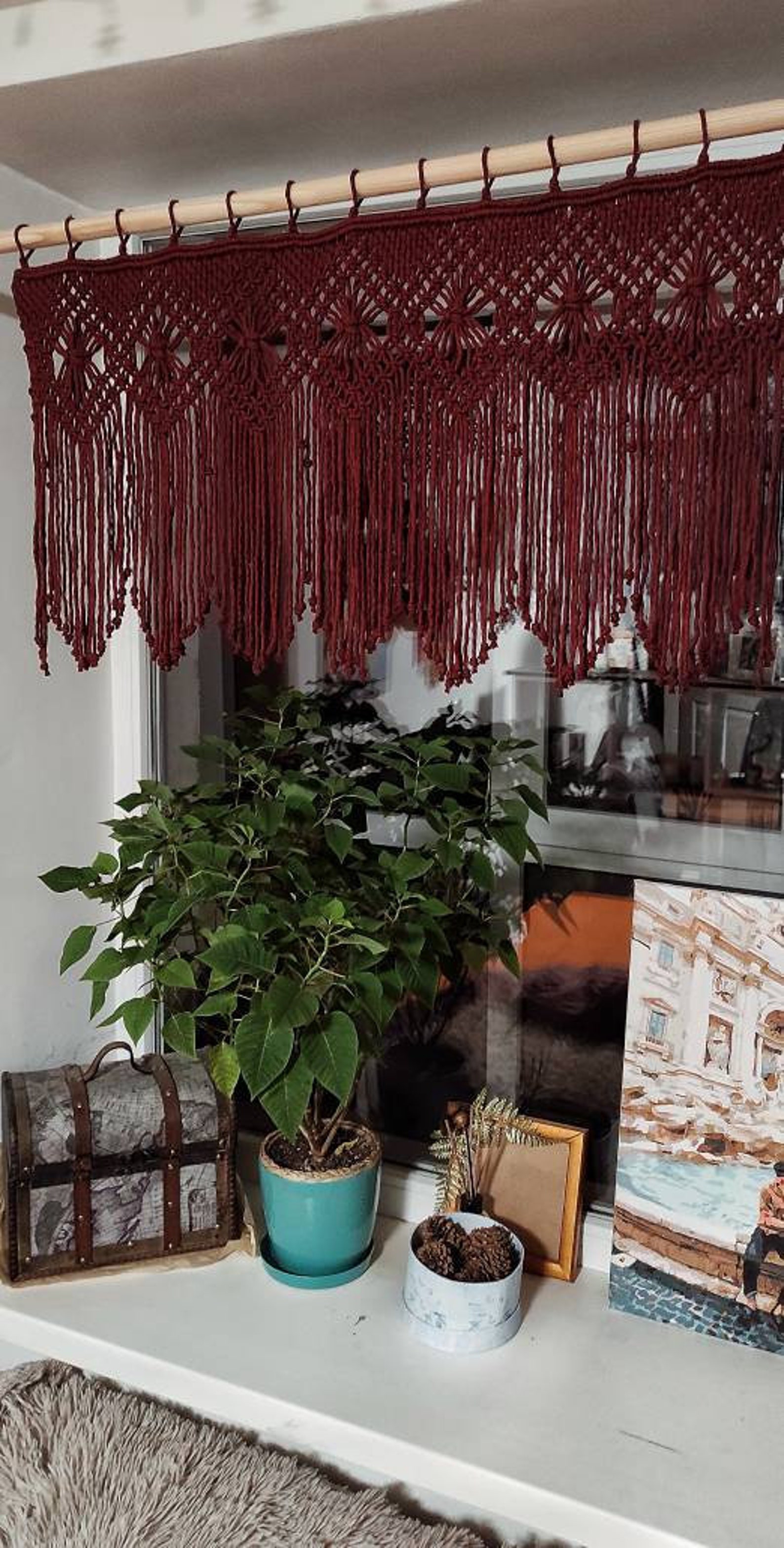 Window Macrame Curtain Décor Macrame Curtain Doorway Macrame - Etsy