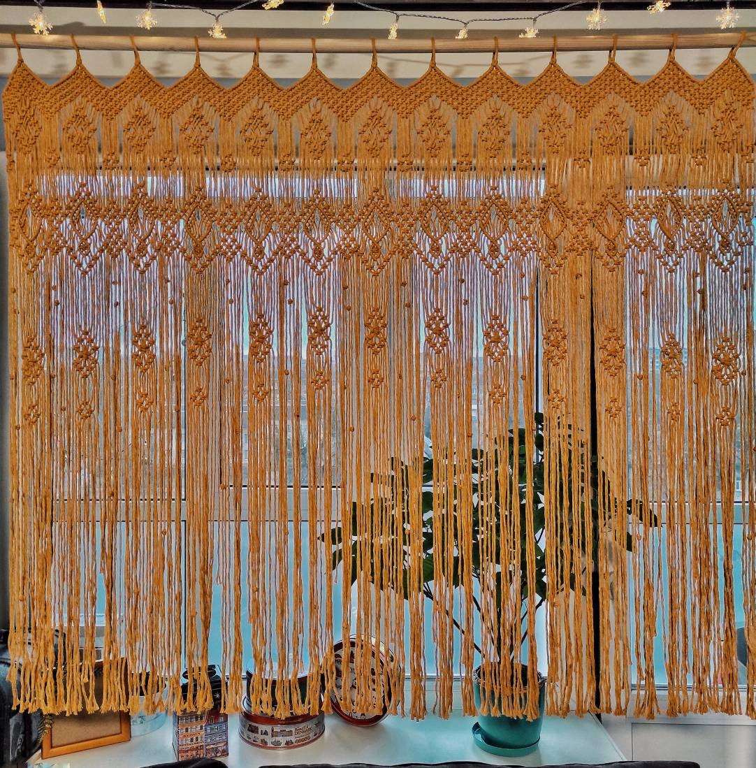 Decor Macrame Curtain, Large Macrame Curtain, Macrame Panel, Banner ...