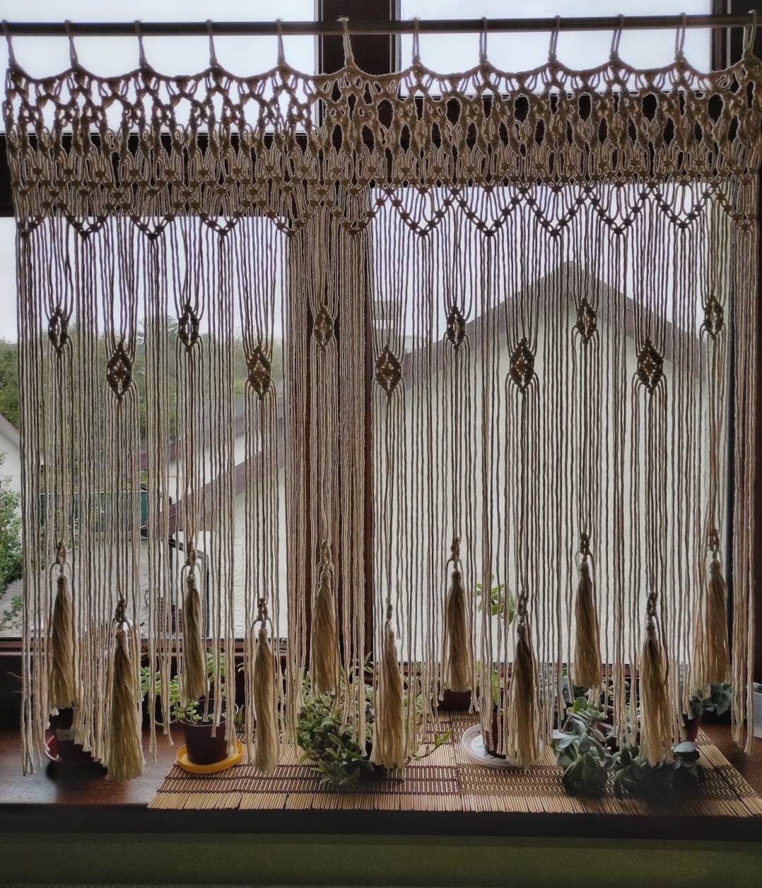 Decor Macrame Curtain Banner Macramemacrame Wall Art.window - Etsy ...